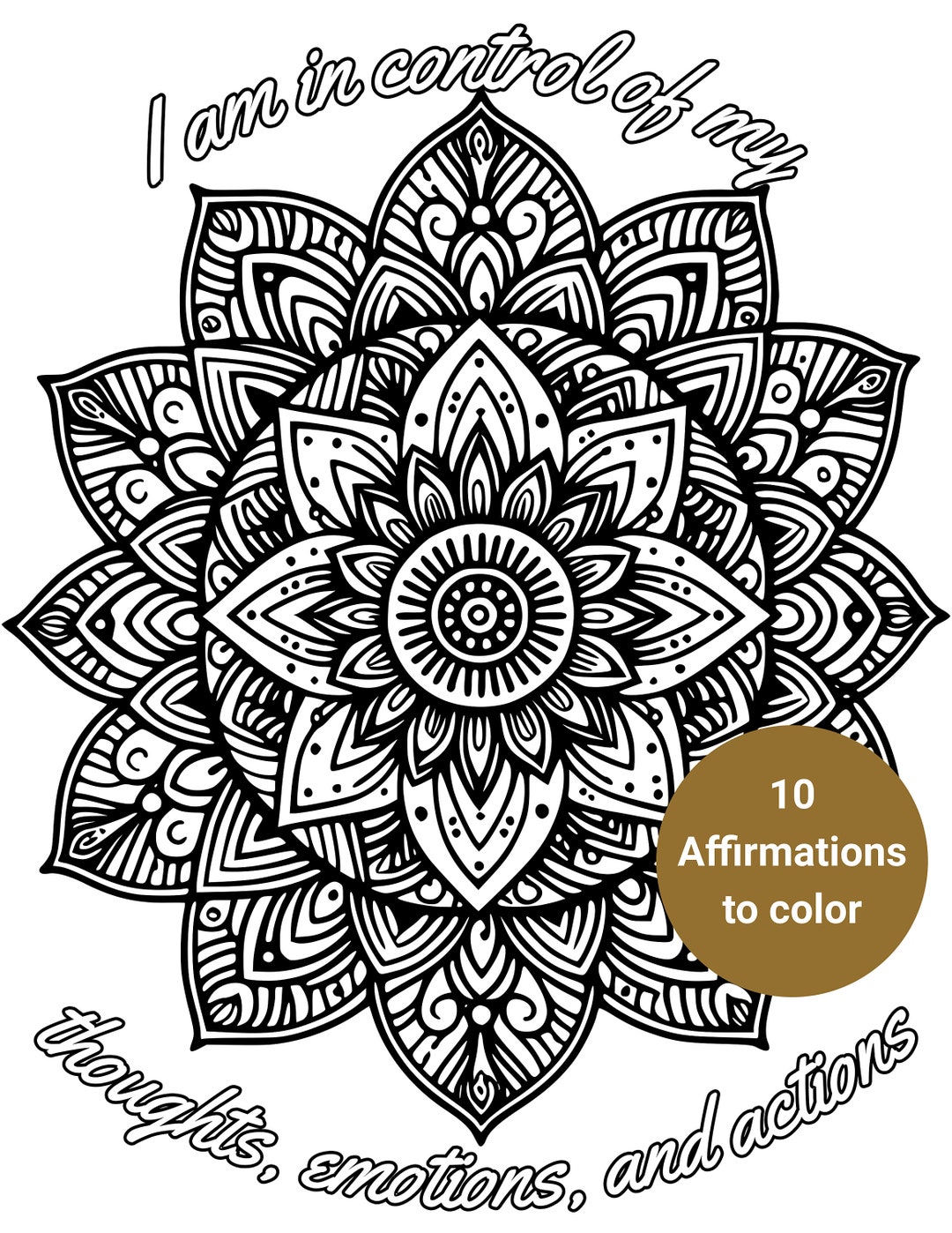 10 Positive Affirmations Coloring Pages Pack 2 Manifesting Law of ...