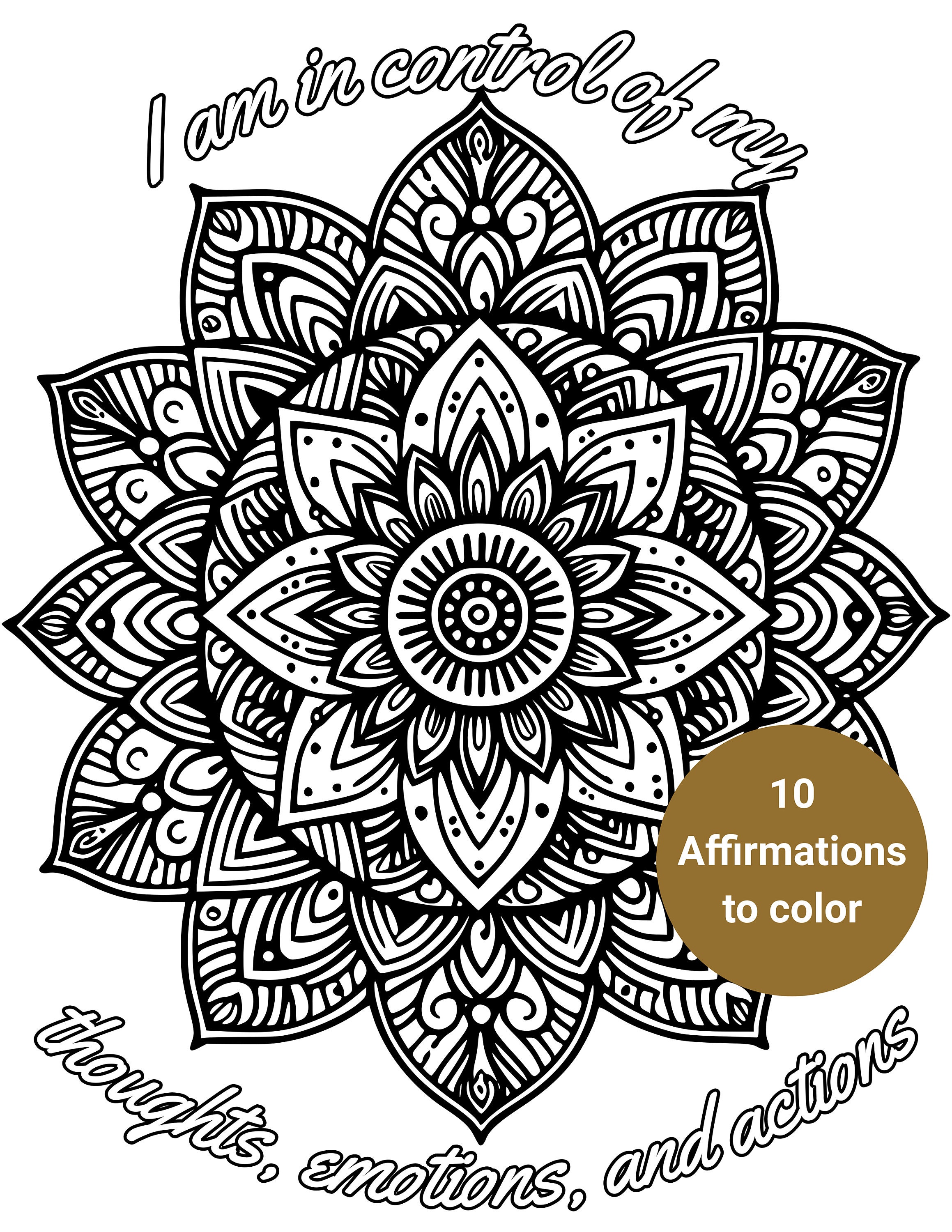10 Positive Affirmations Coloring Pages Pack 2 Manifesting Law of ...