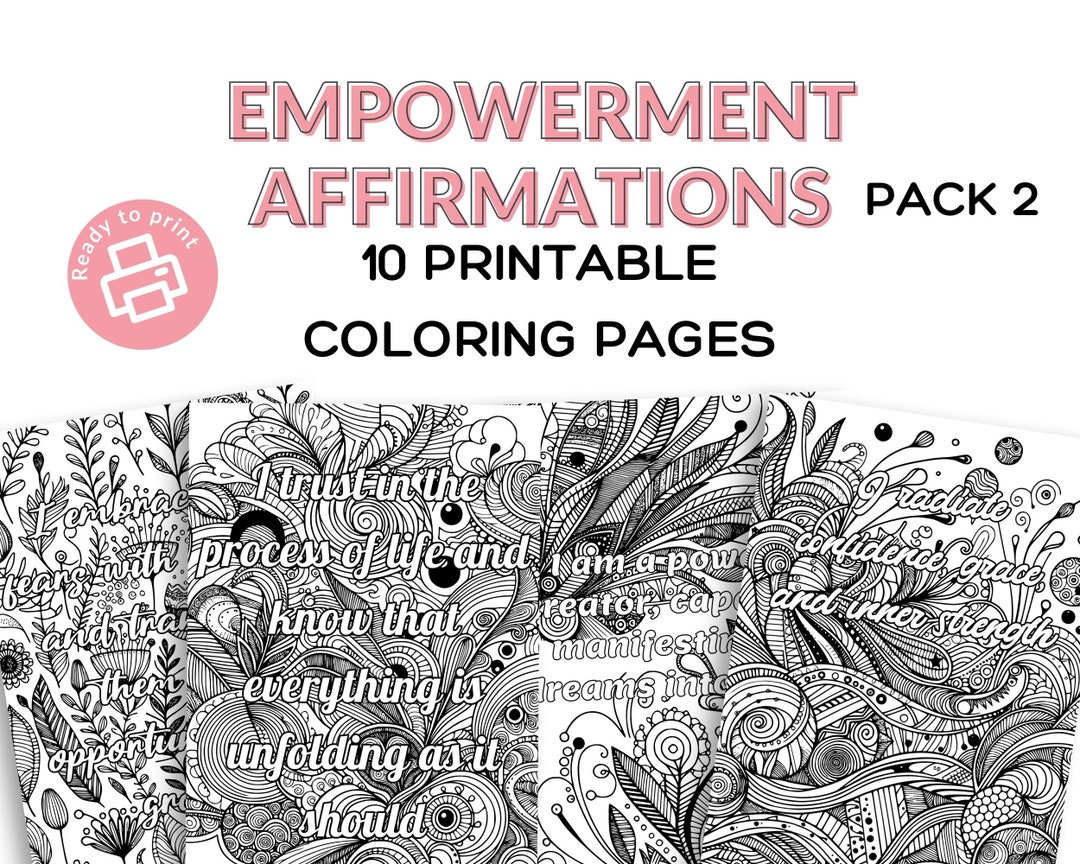 10 Empowerment Affirmations Printable Adult Coloring Pages Instant ...