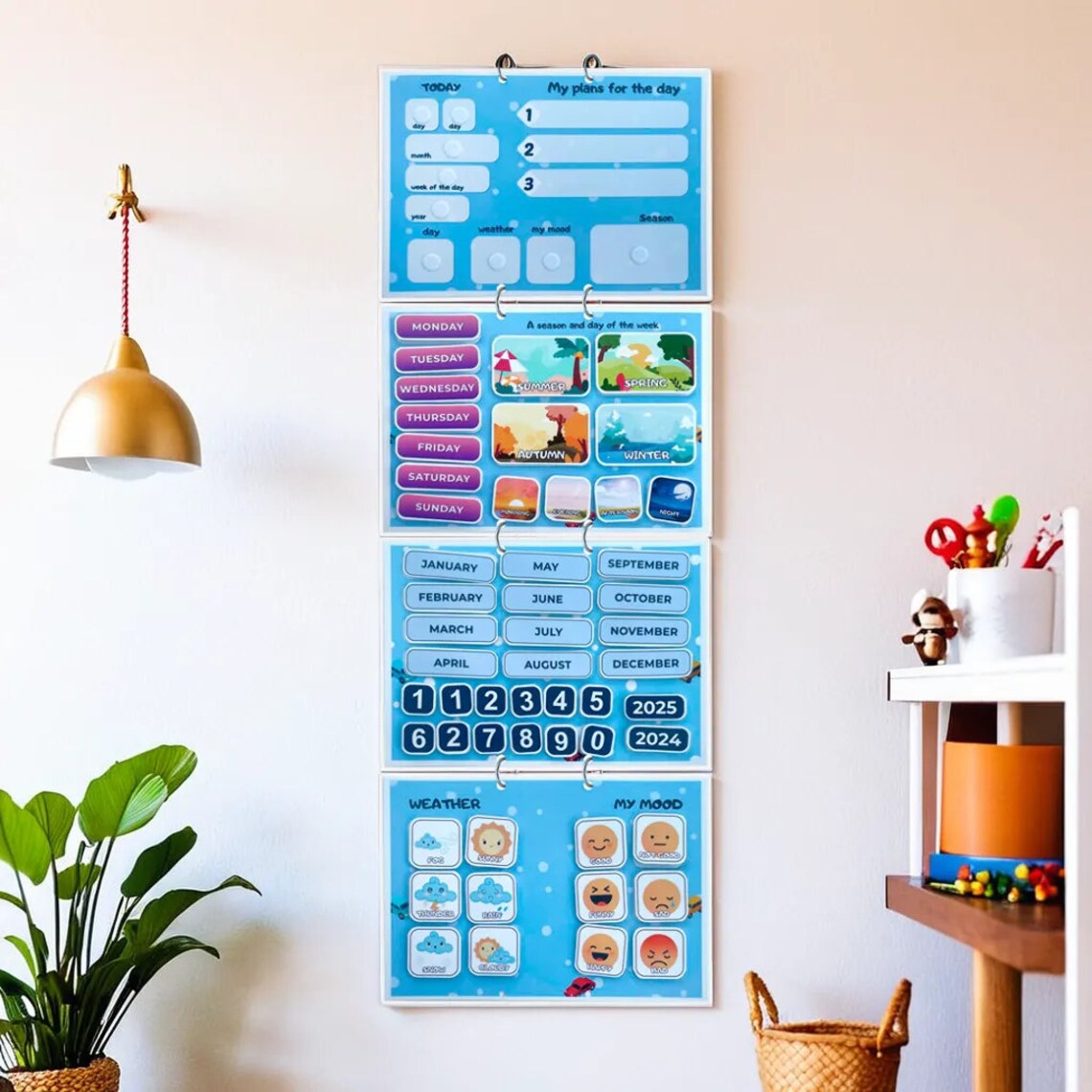 Blue Curriculum Calendar for Boys, Children Homeschool Learning ...