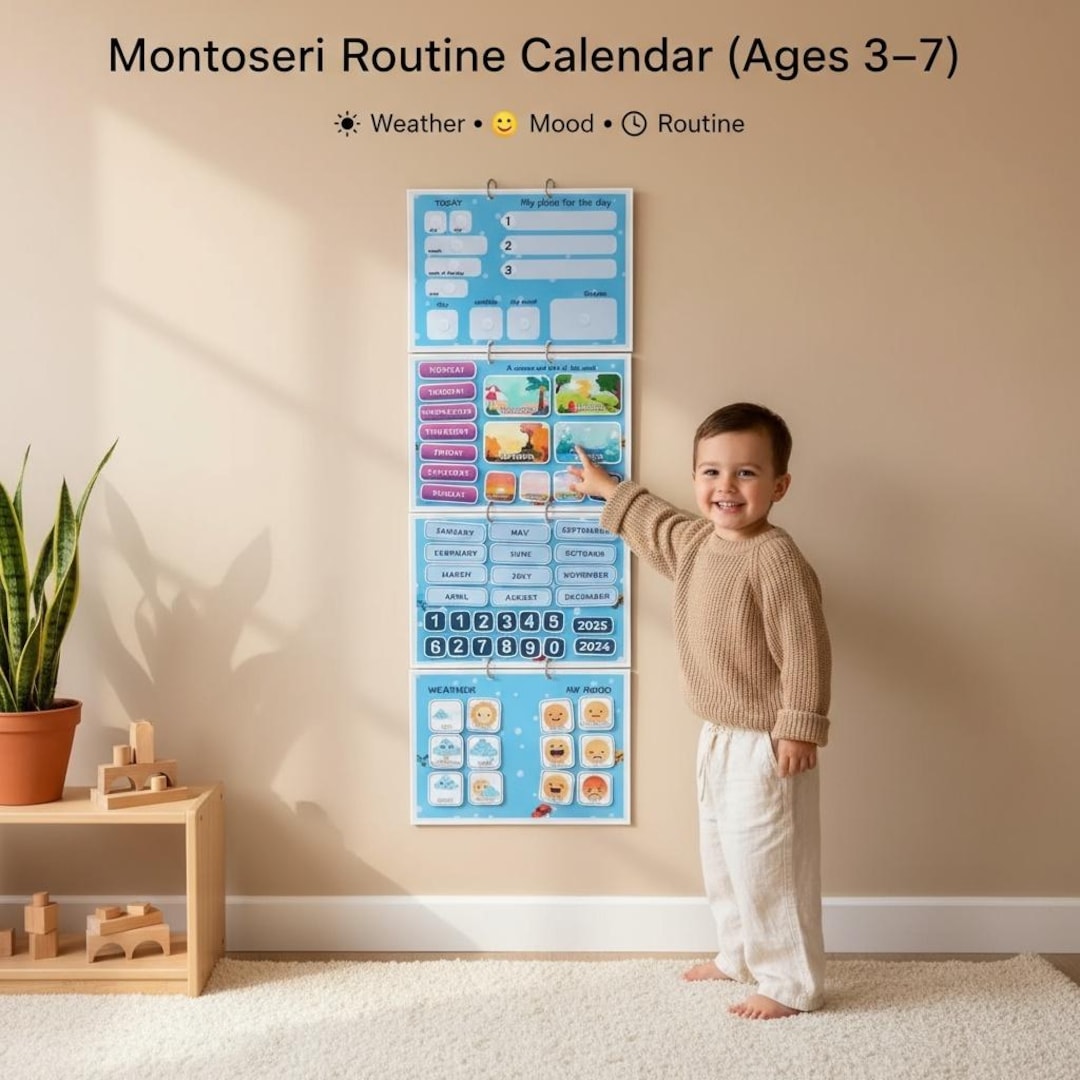 Montessori Kids Calendar | Visual Daily Routine Chart | Autism & ADHD ...