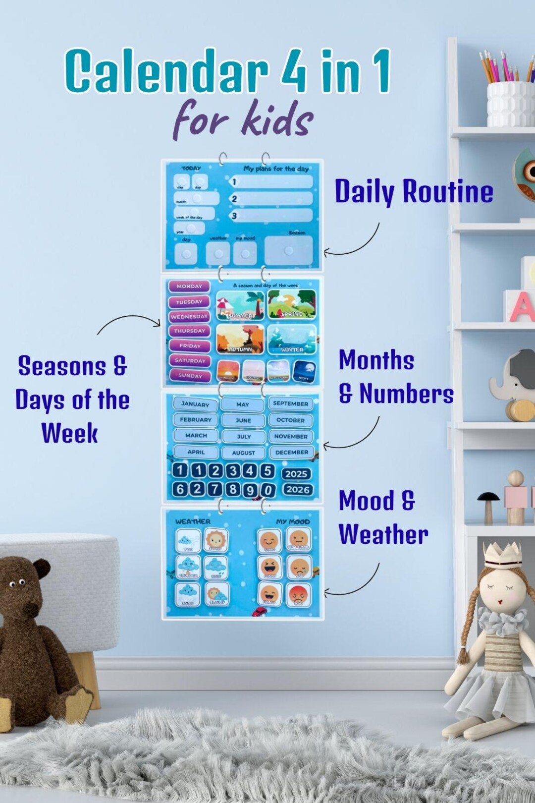 My First Calendar for Boy | Montessori Visual Routine Chart and Daily ...