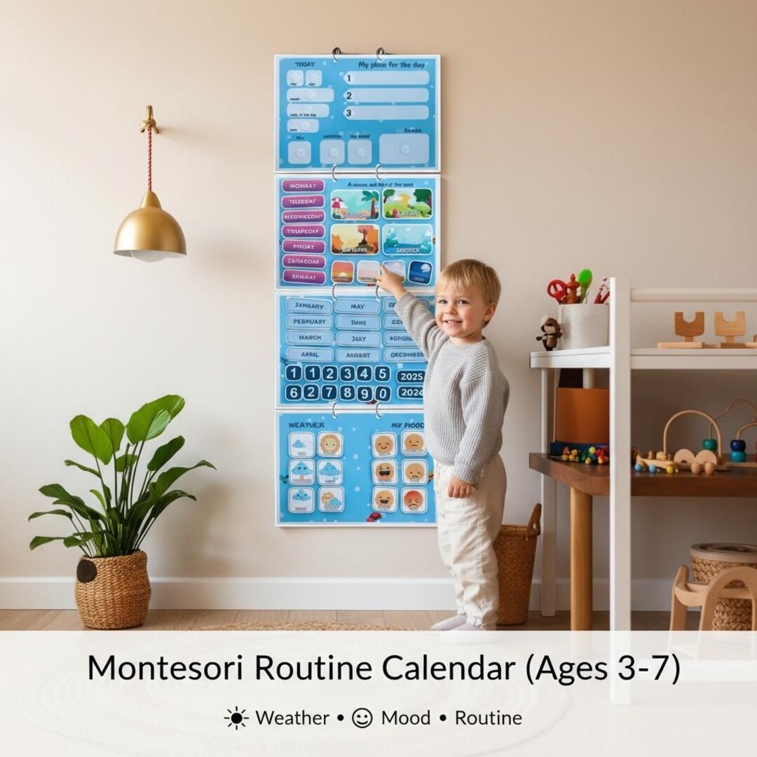 Daily Calendar for Kids – Visual Routine & Weather Chart | Reusable ...