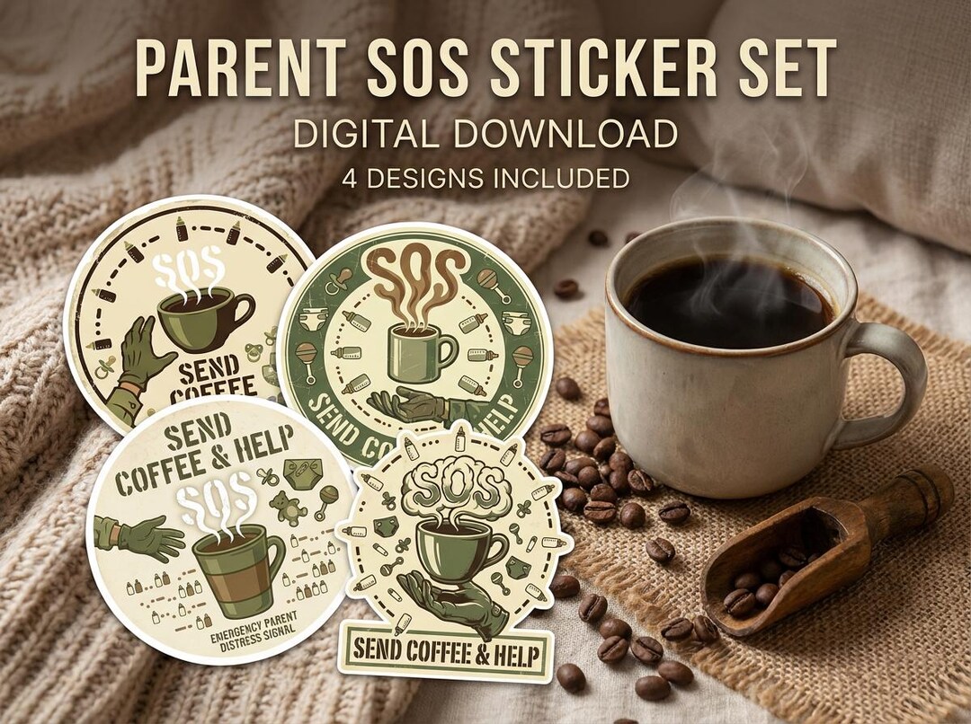 Parent SOS Stickers | Funny New Parent Car Decals Set of 4 - Etsy