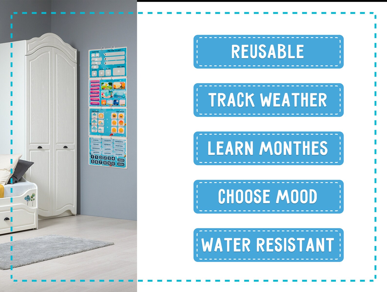 Blue Curriculum Calendar for Boys, Children Homeschool Learning ...