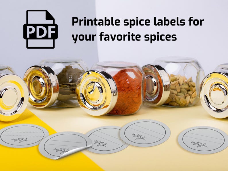 Printable Spice Jar Labels | Minimalist Round Pantry Stickers 35 Mm - Etsy