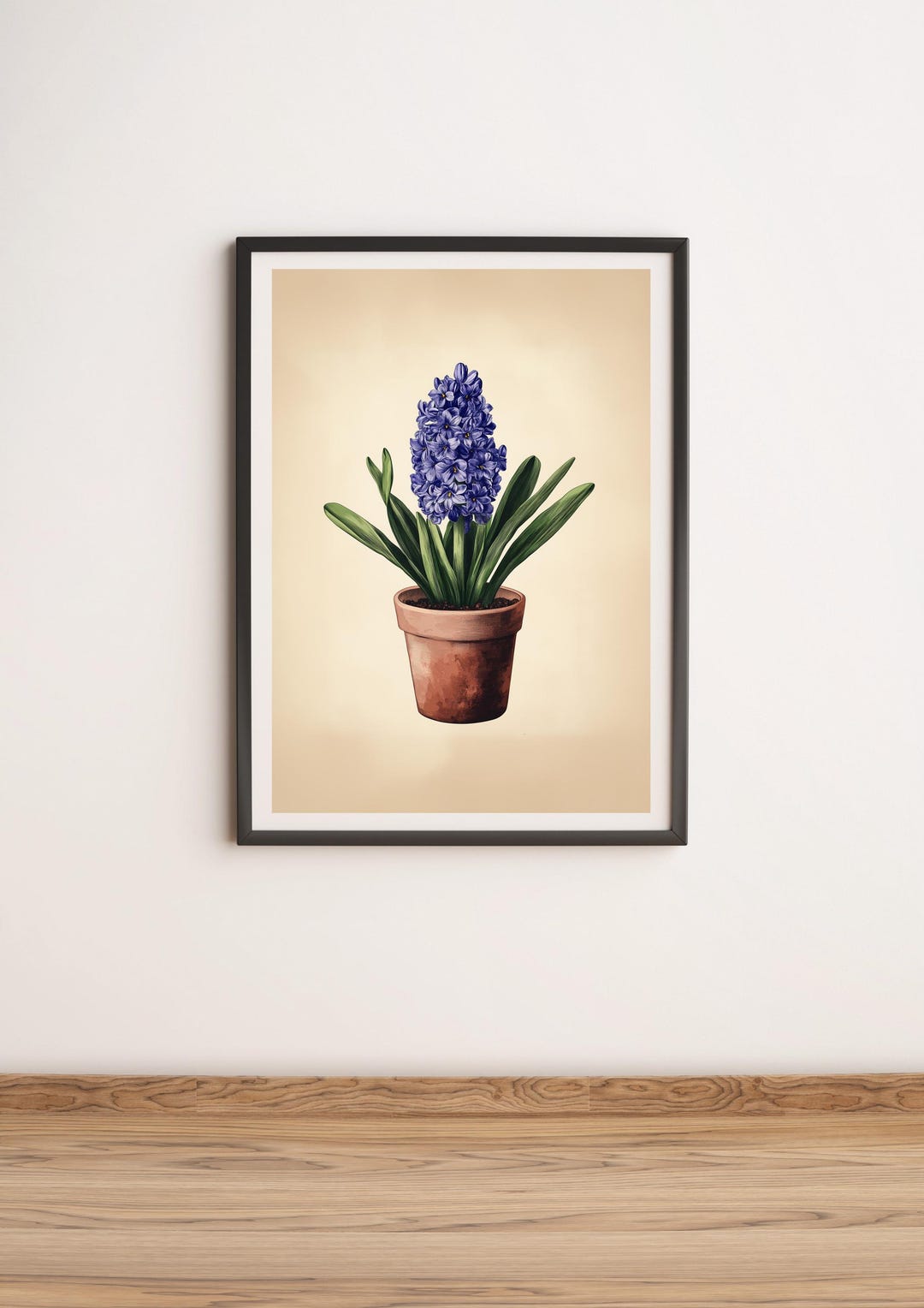 Dark Blue Hyacinth in a Pot Botanical Illustration Wall Art Digital ...