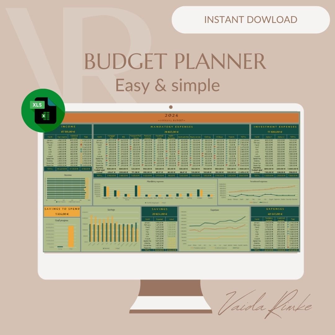 Excel Budget Planner Spreadsheet, Financial Tracker, Yearly Budget ...