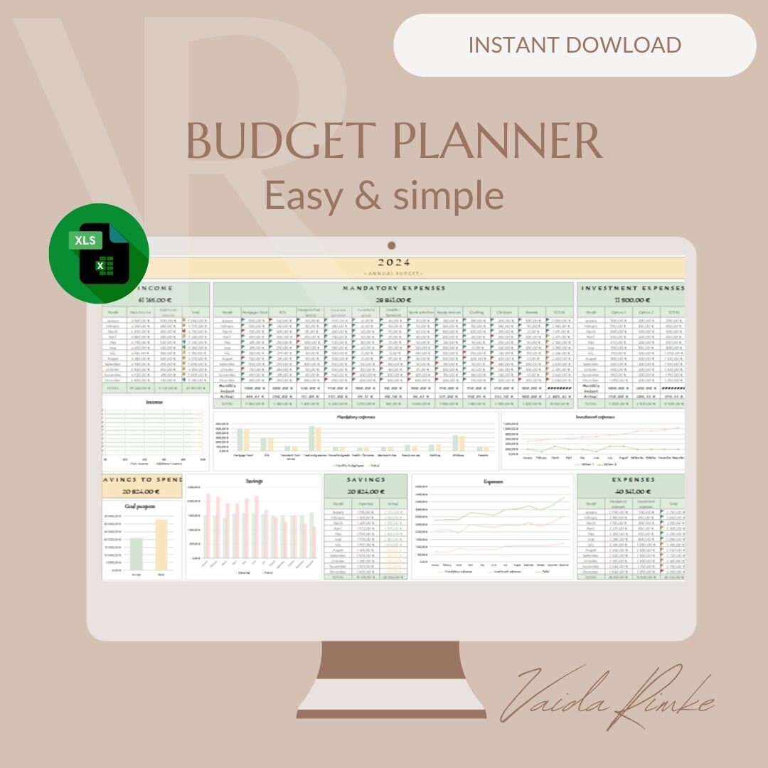 Excel Budget Planner Spreadsheet, Financial Tracker, Yearly Budget ...