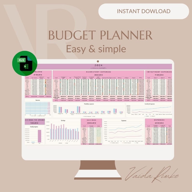 Excel Budget Planner Spreadsheet, Financial Tracker, Yearly Budget ...