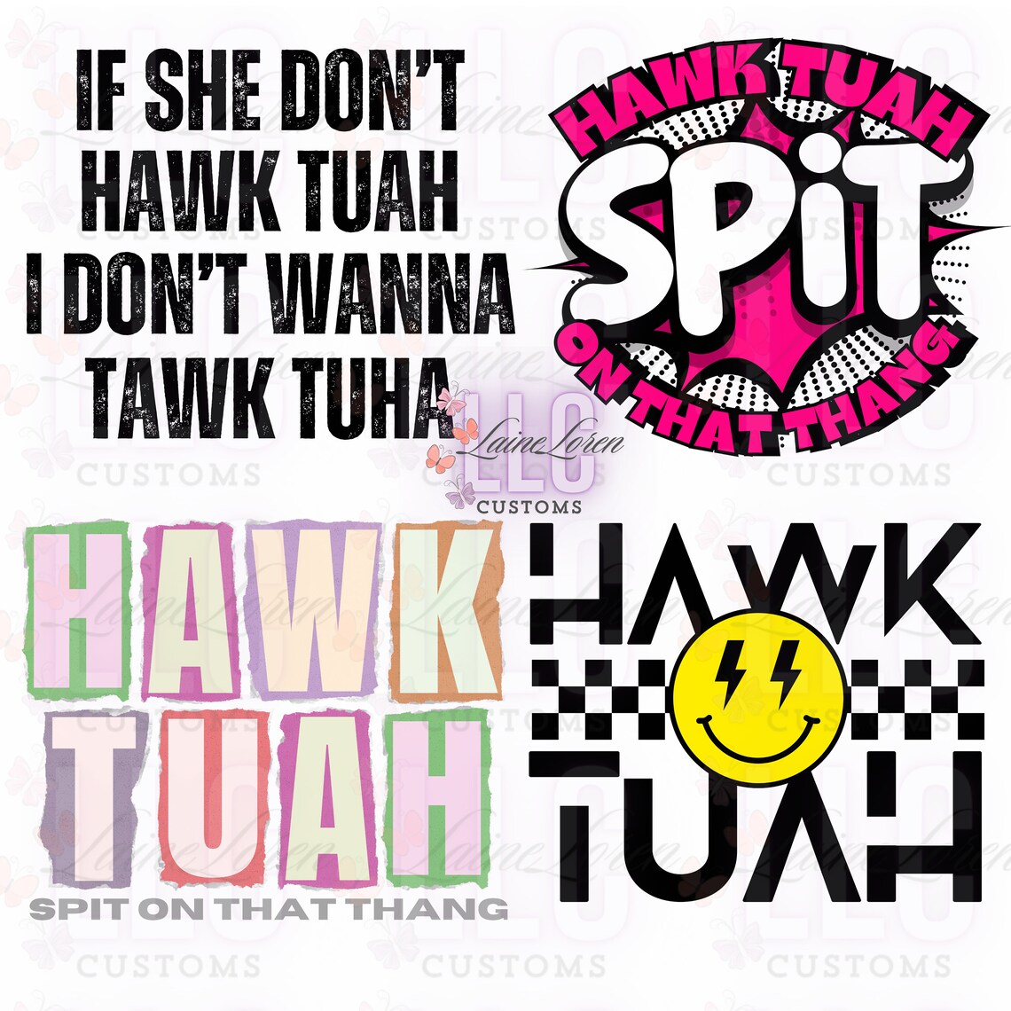 Hawk Tuah PNG Bundle of 4 Graphics, Hawk Tuah Spit on That Thang Png ...
