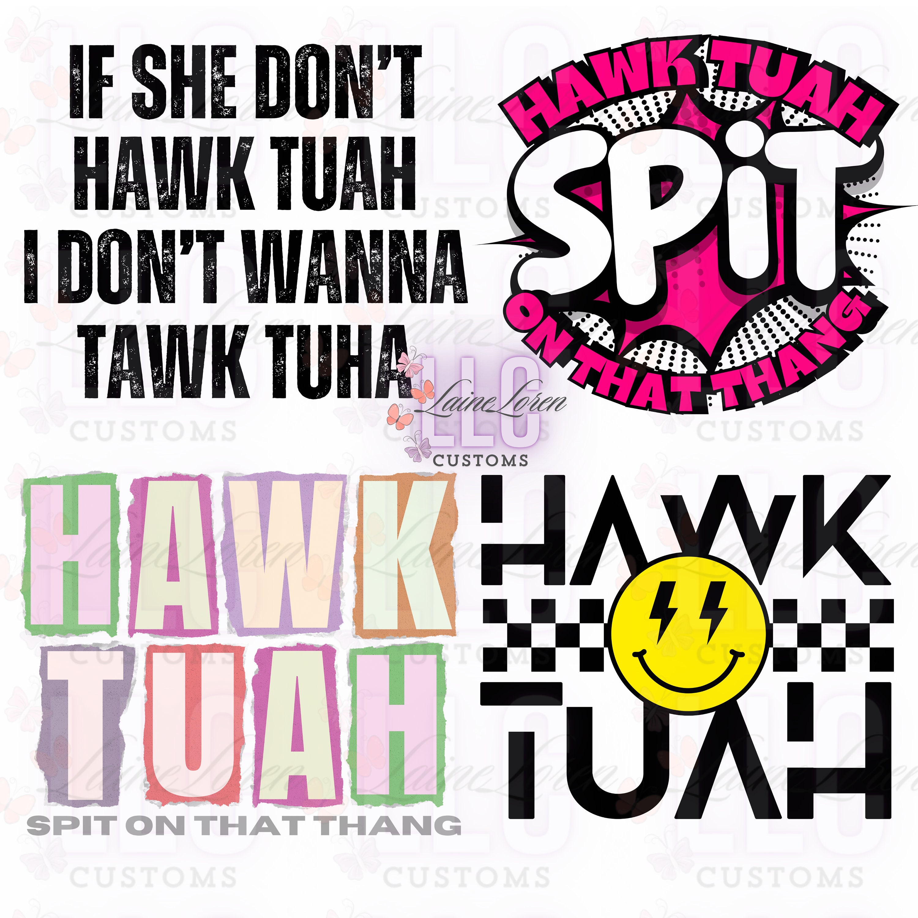 Hawk Tuah PNG Bundle of 4 Graphics, Hawk Tuah Spit on That Thang Png ...