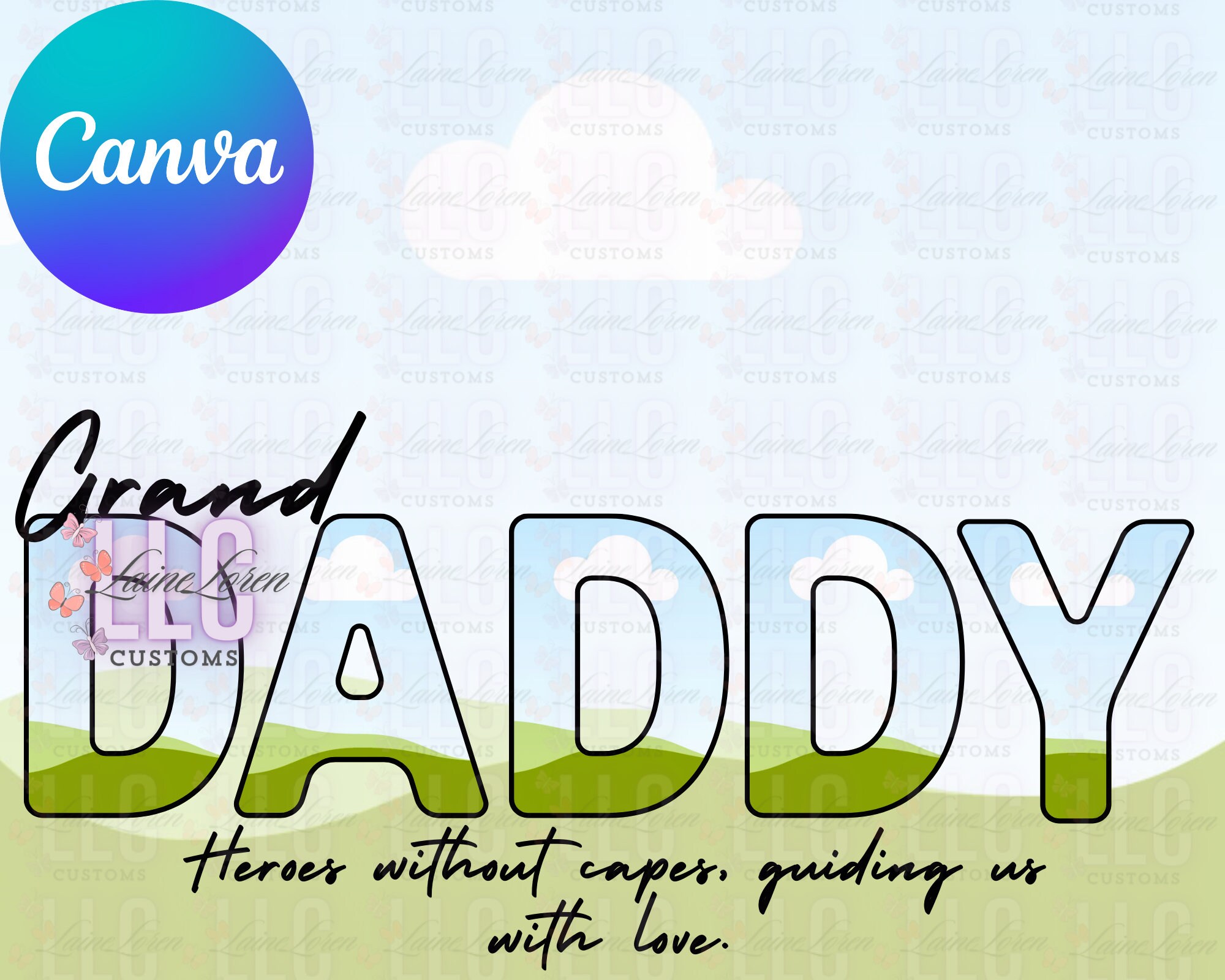 Granddaddy Canva Editable Frame Template, Father's Day, Editable File ...