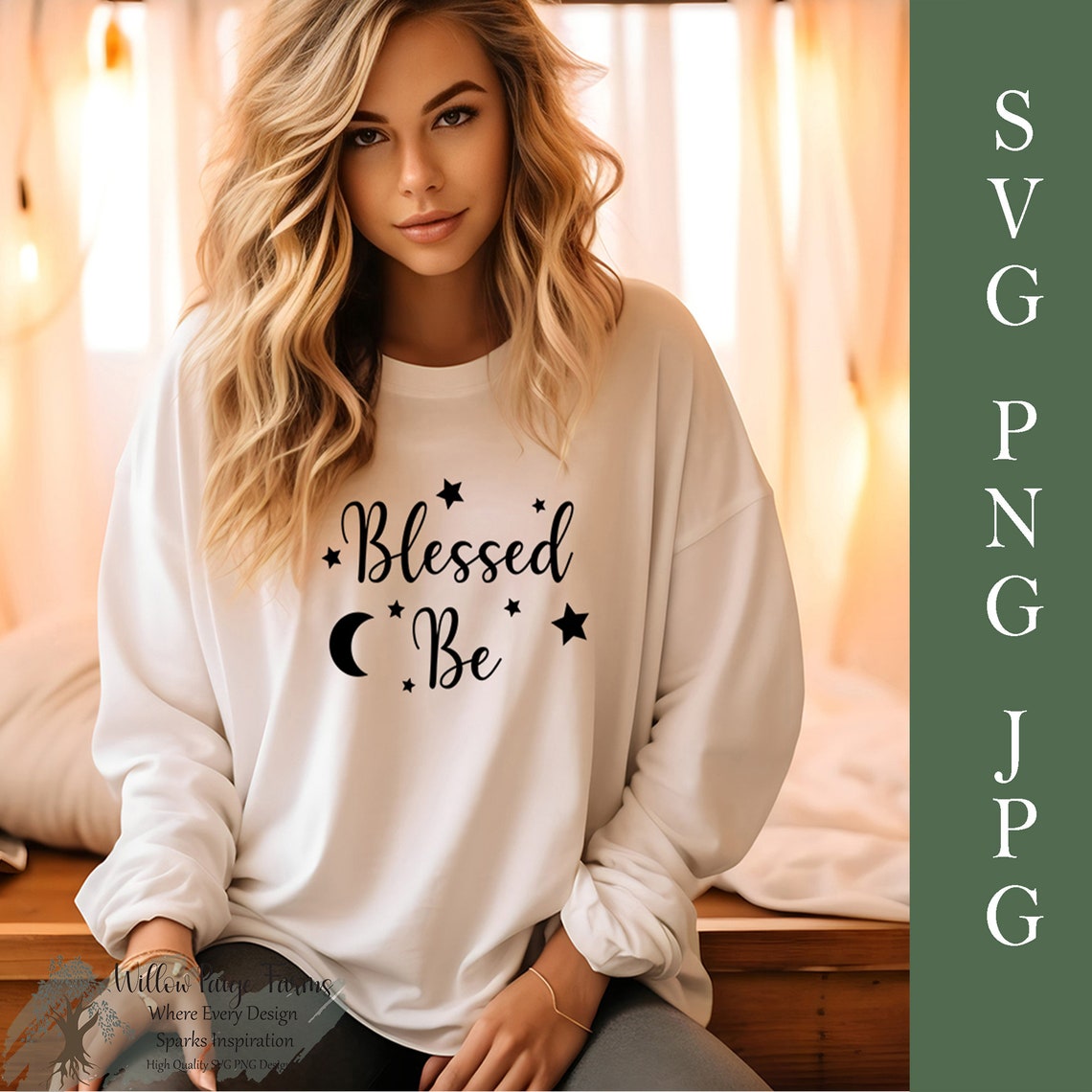 Blessed Be Wiccan Blessing: Stars & Moon Design (SVG PNG JPG) - Etsy