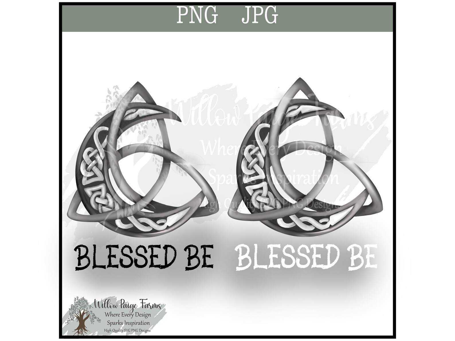 Witch Saying Symbol Blessed Be Celestial Crescent Moon Celtic Pattern ...