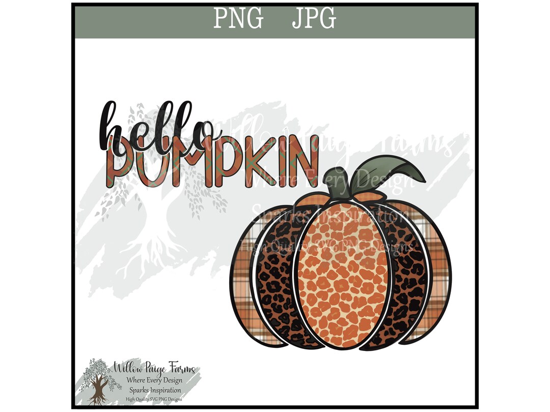 Hello Pumpkin Design: Leopard & Plaid Pumpkin, Fall Shirt (digital ...
