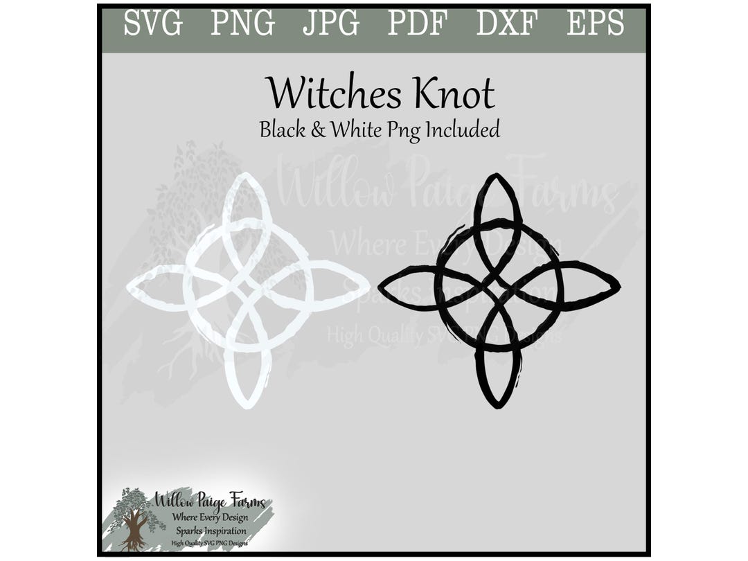 Witches Knot Sacred Protection Symbol Black White PNG Svg Png Pdf Jpg ...