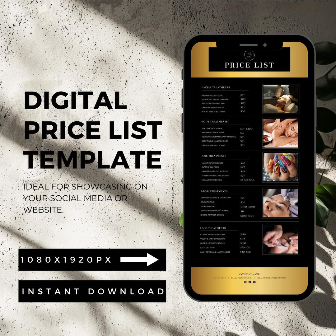 Price List Template, Salon Price List, Hair Price List, Nail Price List ...
