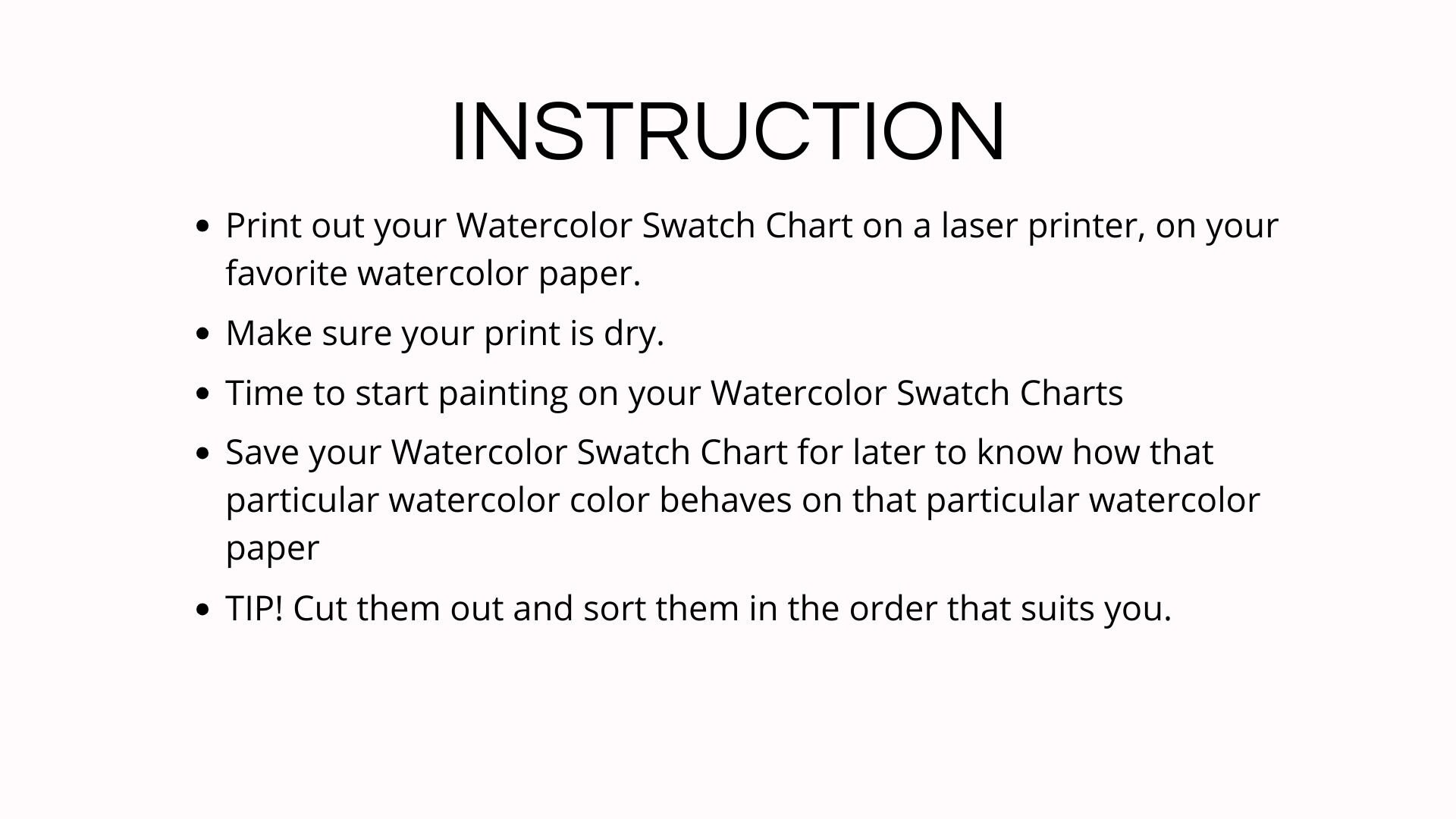 Watercolor Swatch Card Template, Digital Download for Artists ...