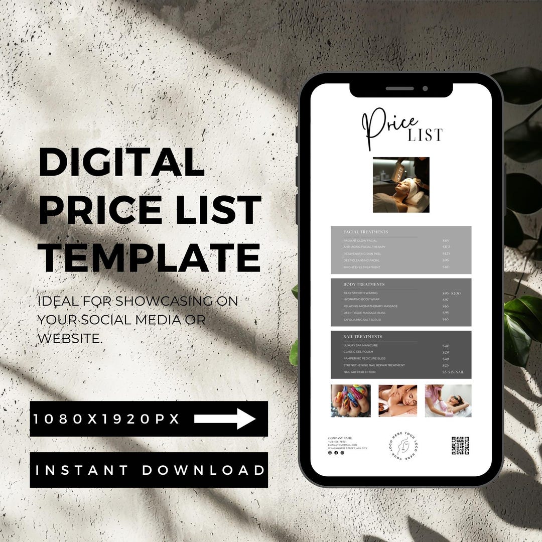 Digital Price List Template - Canva Template for Lash Techs - Editable ...