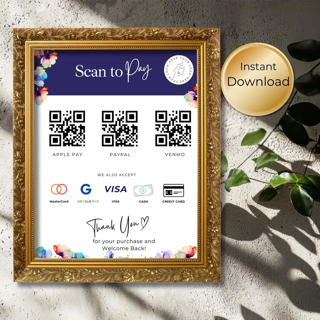 Scan to Pay Sign Template - Editable Canva Design - Business Payment ...