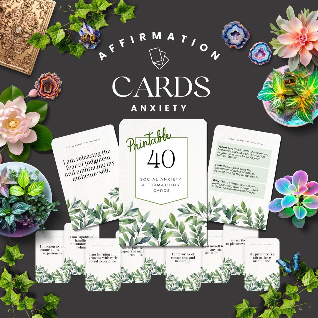 Affirmation Cards for Anxiety, Printable Mental Health Tools, Self-care ...