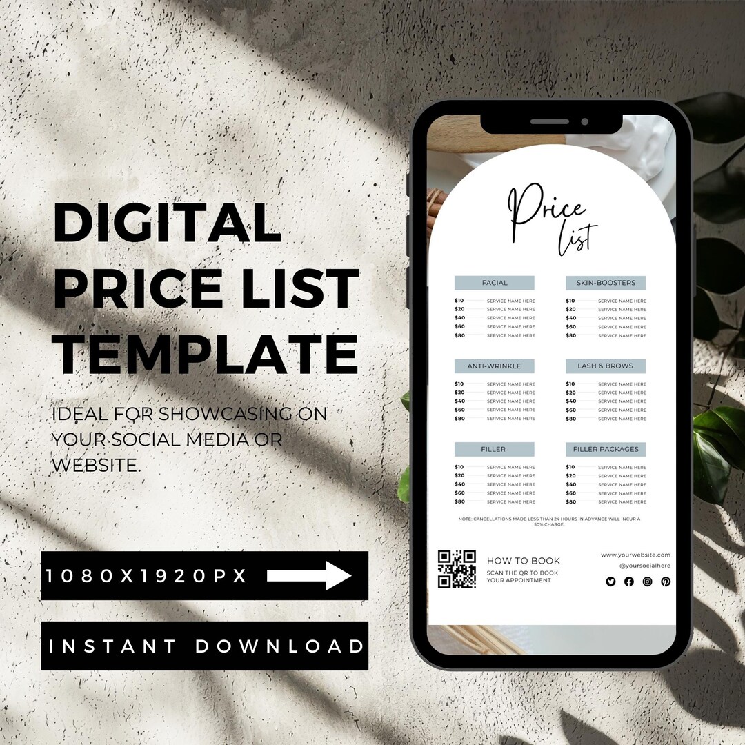 Price List Template Beauty Salon Pricing Guide Sheet Beauty Salon Nail ...