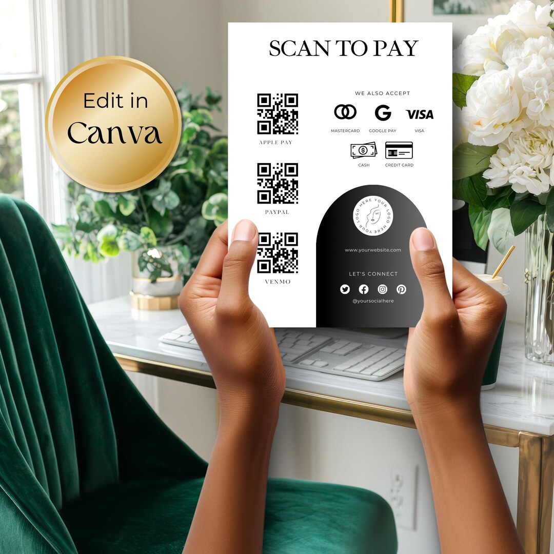 Scan to Pay Qr Code Sign Template, Cashapp Sign, Qr Code Sign Payment ...