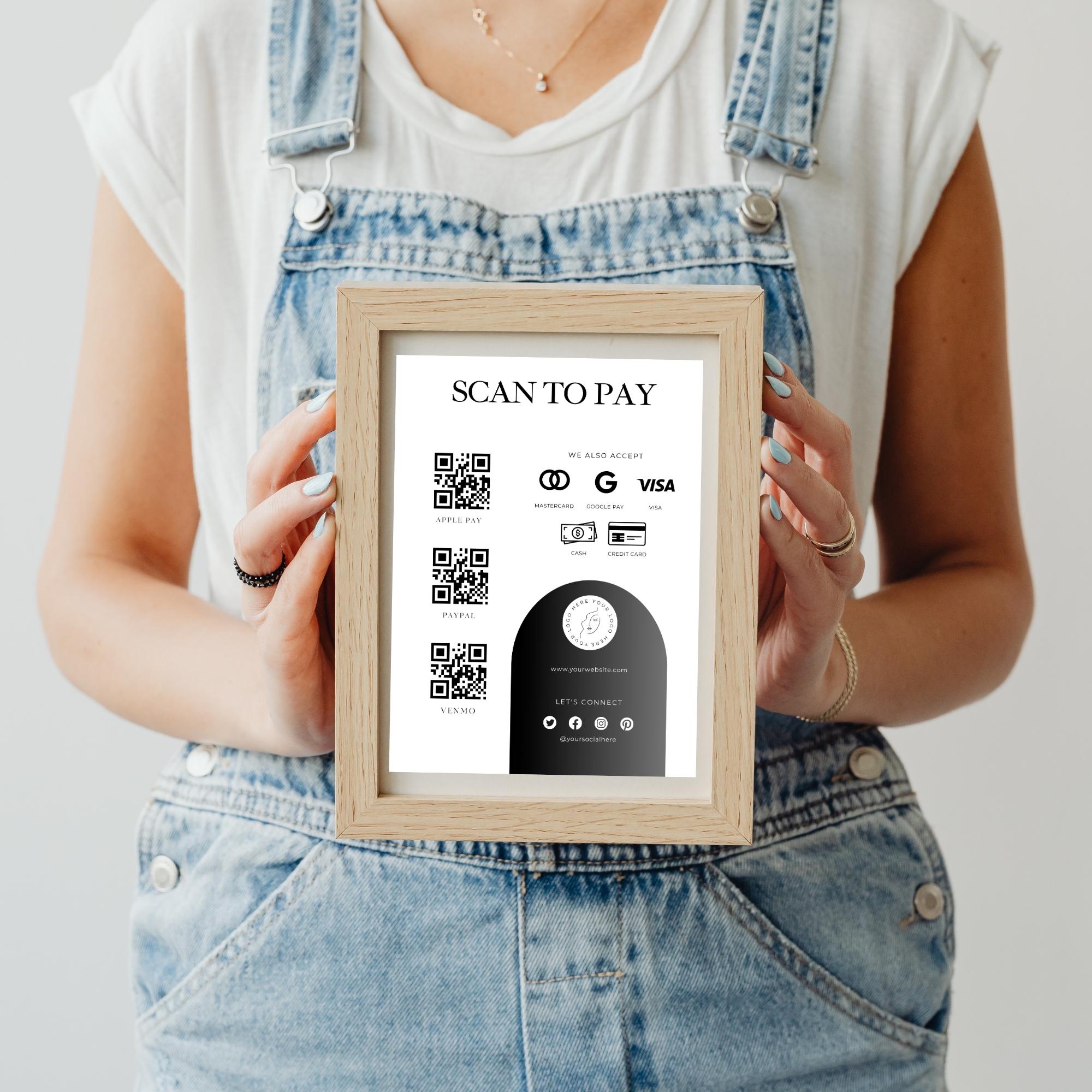 Scan to Pay Qr Code Sign Template, Cashapp Sign, Qr Code Sign Payment ...