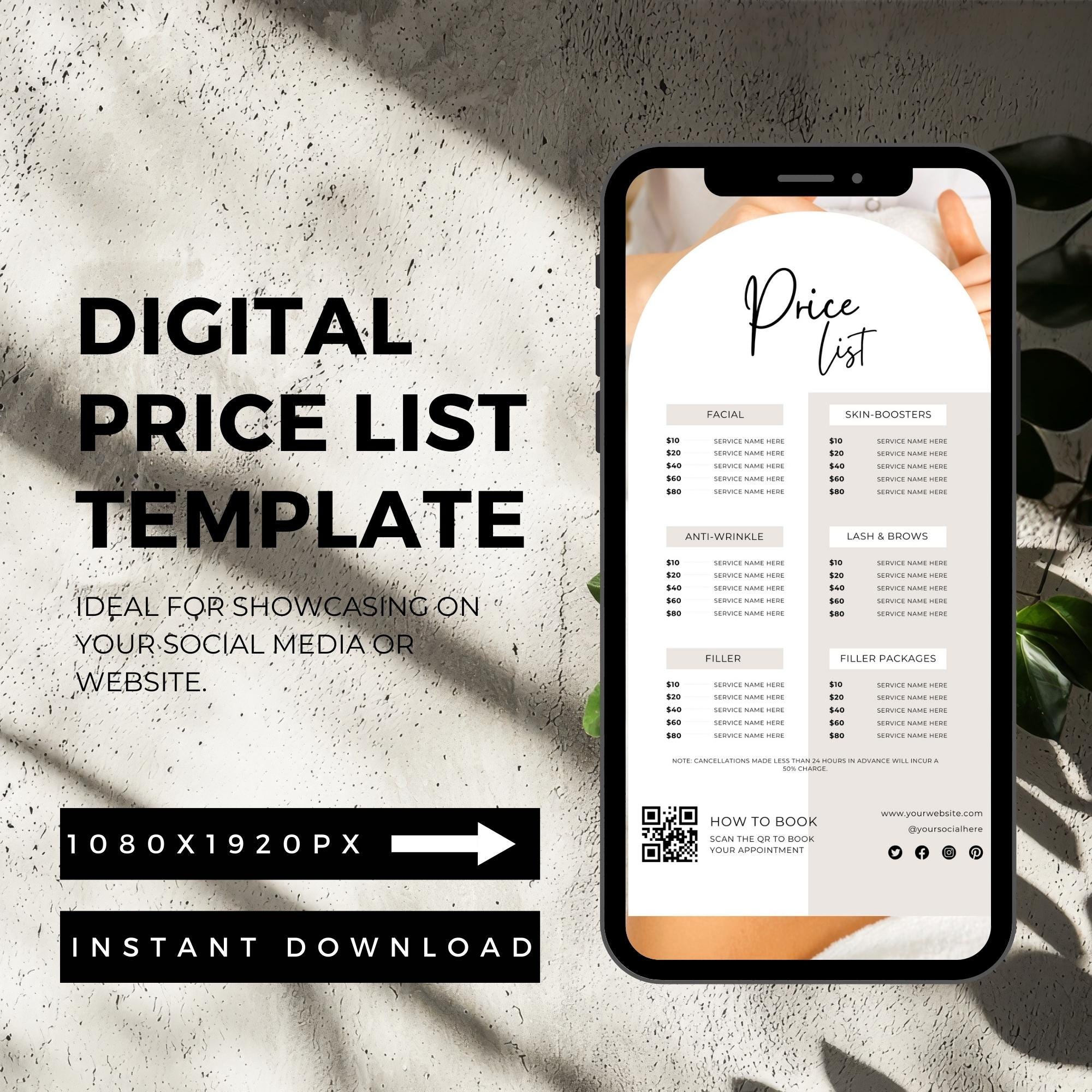 Salon Price List Template: Editable Canva Pricing Guide (digital ...