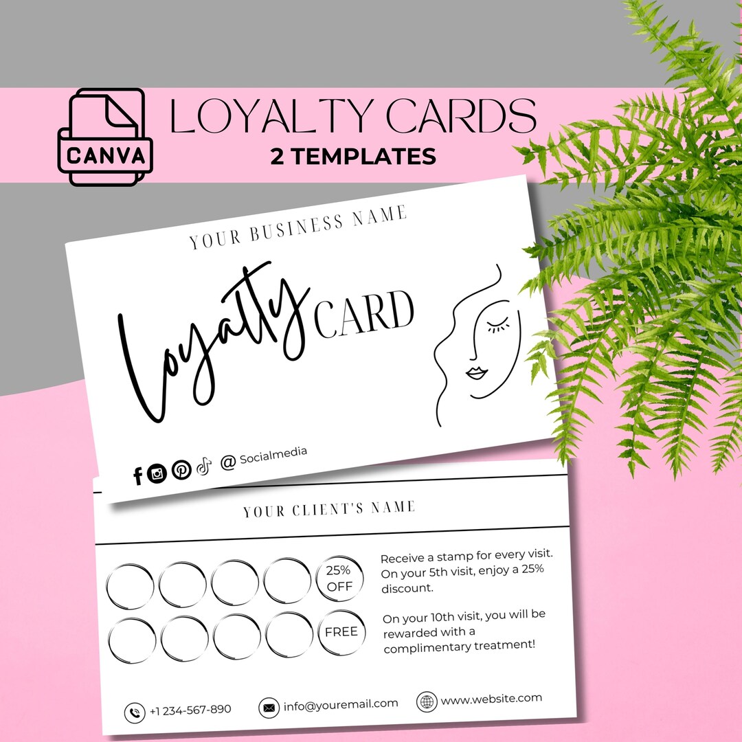 Loyalty Card Template, Editable Customer Reward Card, DIY Business Card ...