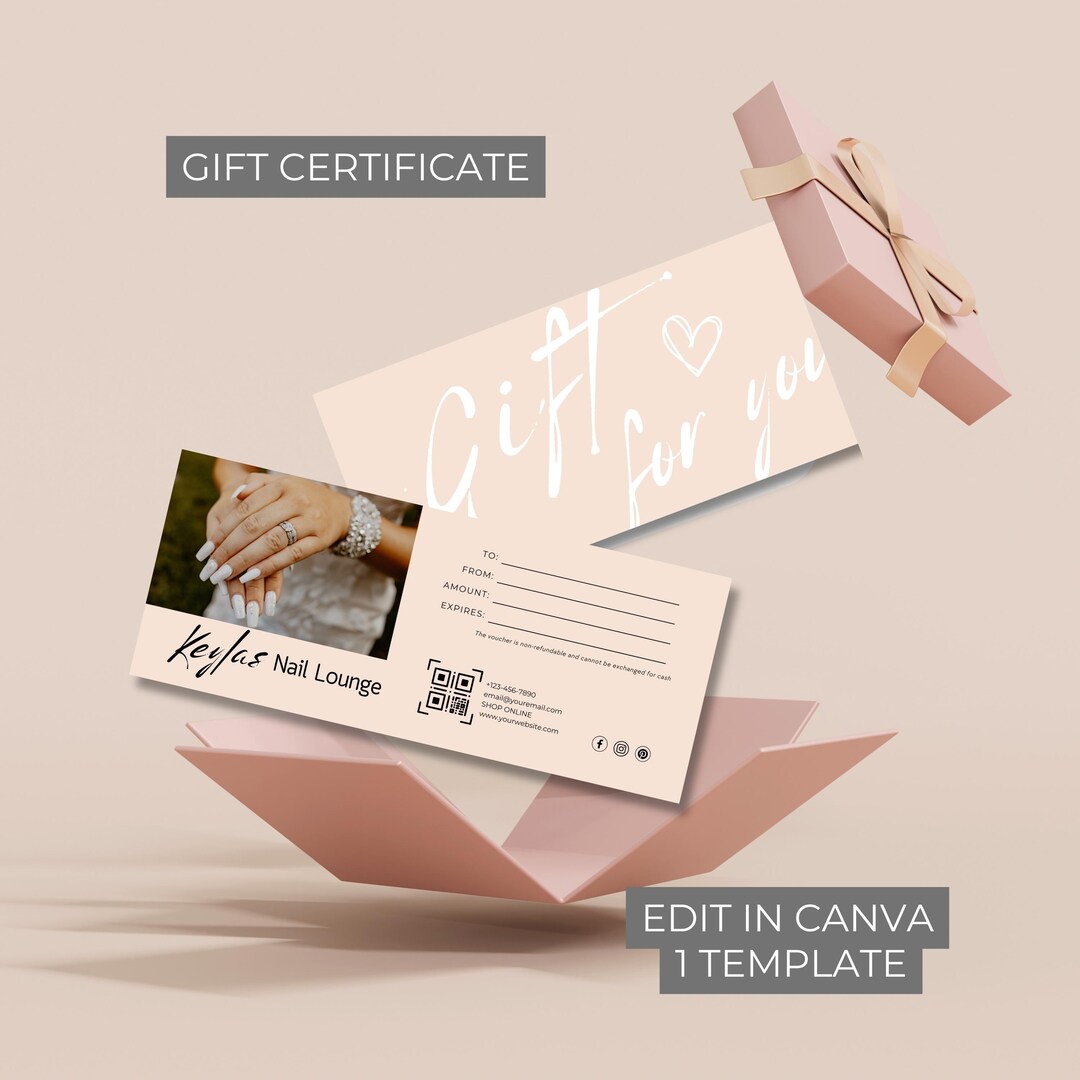 Nail Gift Voucher Template, Editable Beauty Salon Gift Certificate ...
