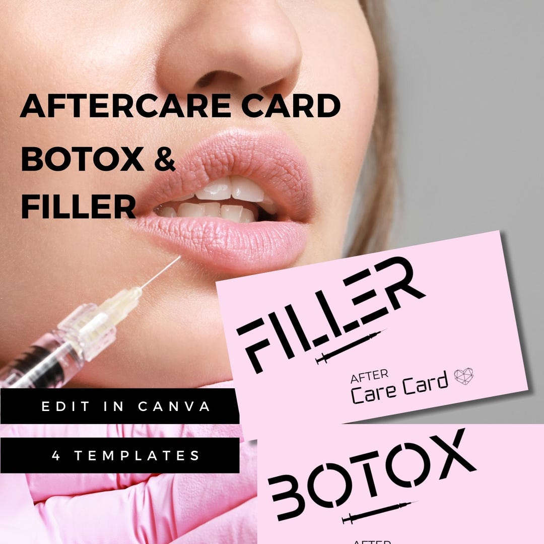 Medspa Aftercare Card, Botox and Filler Template, Skincare Template, Nurse Injector Card, Lip ...