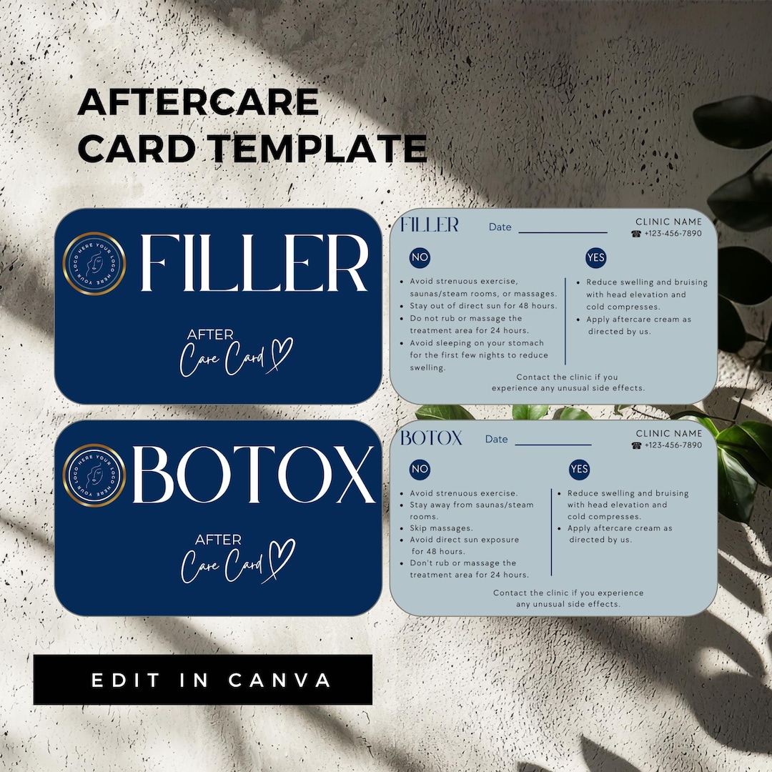 Botox Aftercare Card Template Face Guide Aesthetic Post Care Aesthetic ...