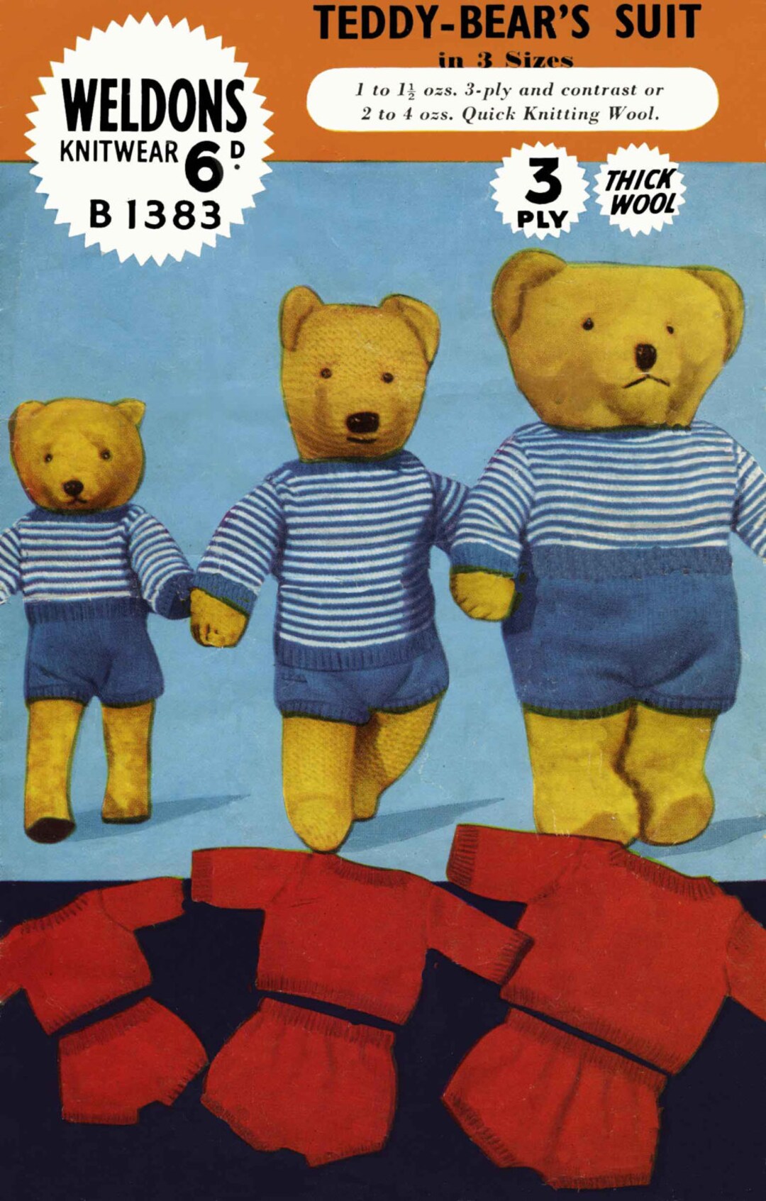 Vintage Teddy Bear's Suit for 3 Size's - Etsy