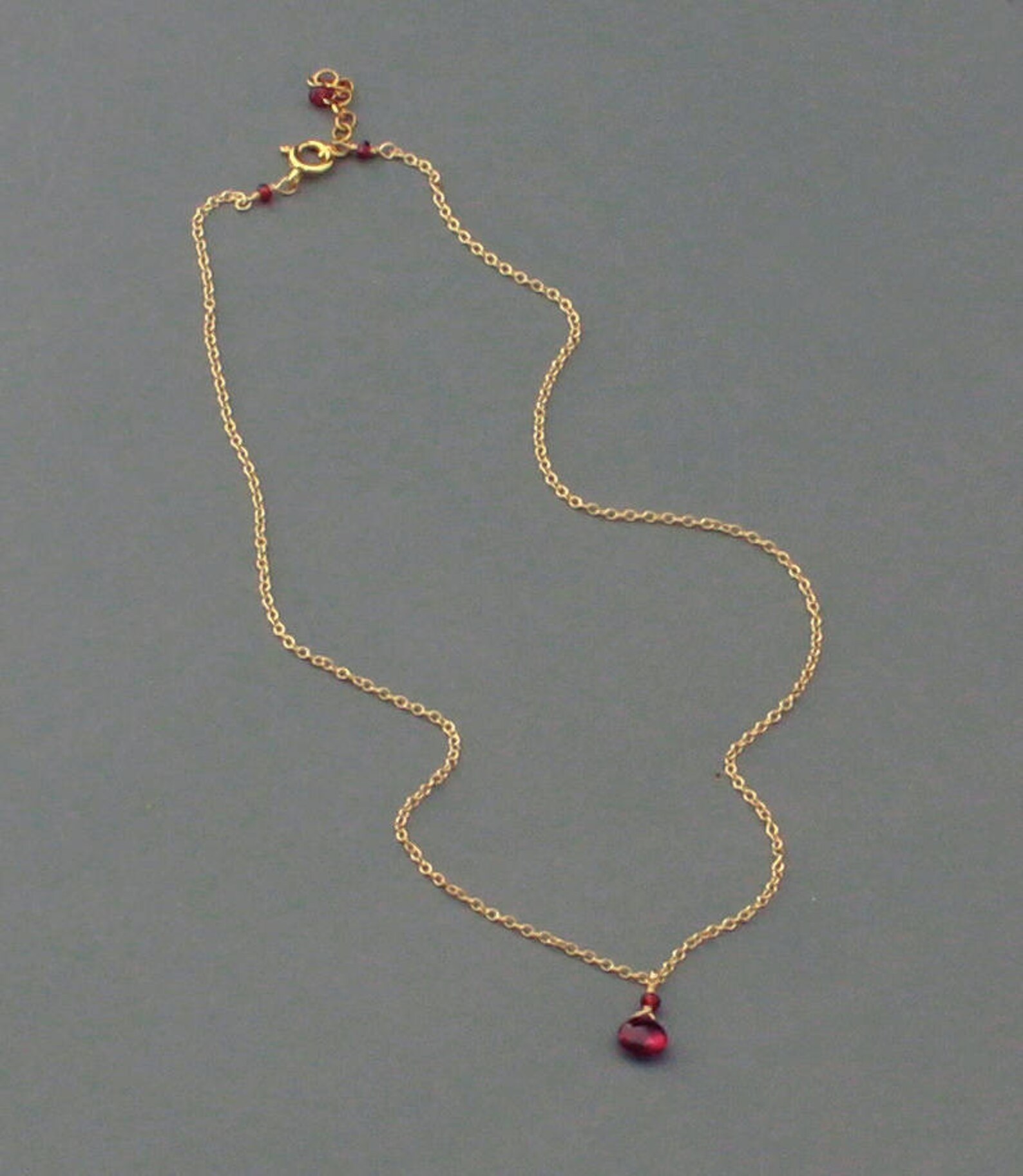 Red Garnet Necklace, Bright Red Necklace, AAA Garnet, Small Garnet ...