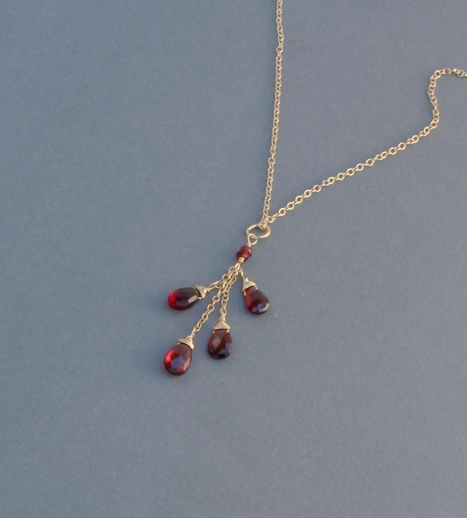 January Birthstone Red Garnet Necklace Long Garnet Necklace - Etsy