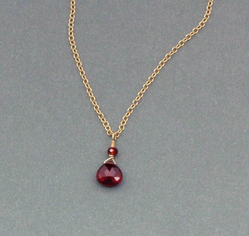 Red Garnet Necklace, Bright Red Necklace, AAA Garnet, Small Garnet ...