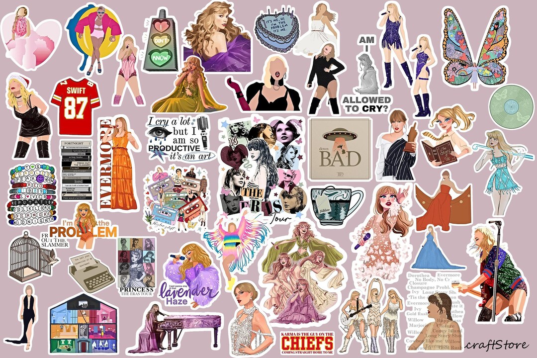 TAYLOR SWIFT STICKERS 600 Png Bundle Ttpd Reputation Debut Folklore Red ...