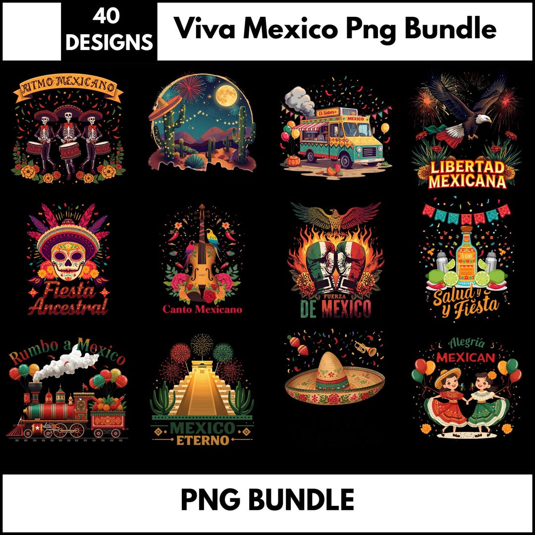 40 Viva Mexico PNG Bundle, Mexican Independence Clipart, Cinco De Mayo ...