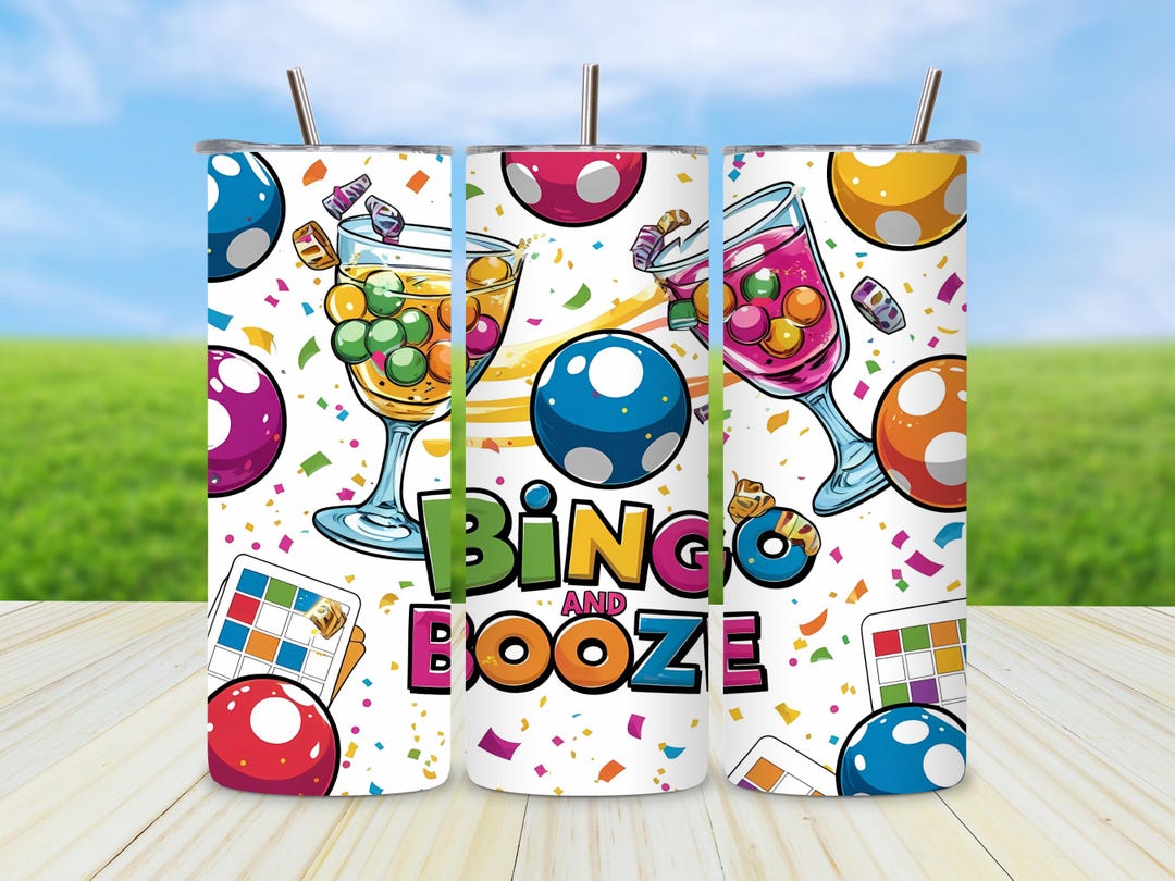 Bingo Booze Wrap, Bingo Tumbler PNG, 20oz Skinny Cup Design, Funny Game ...