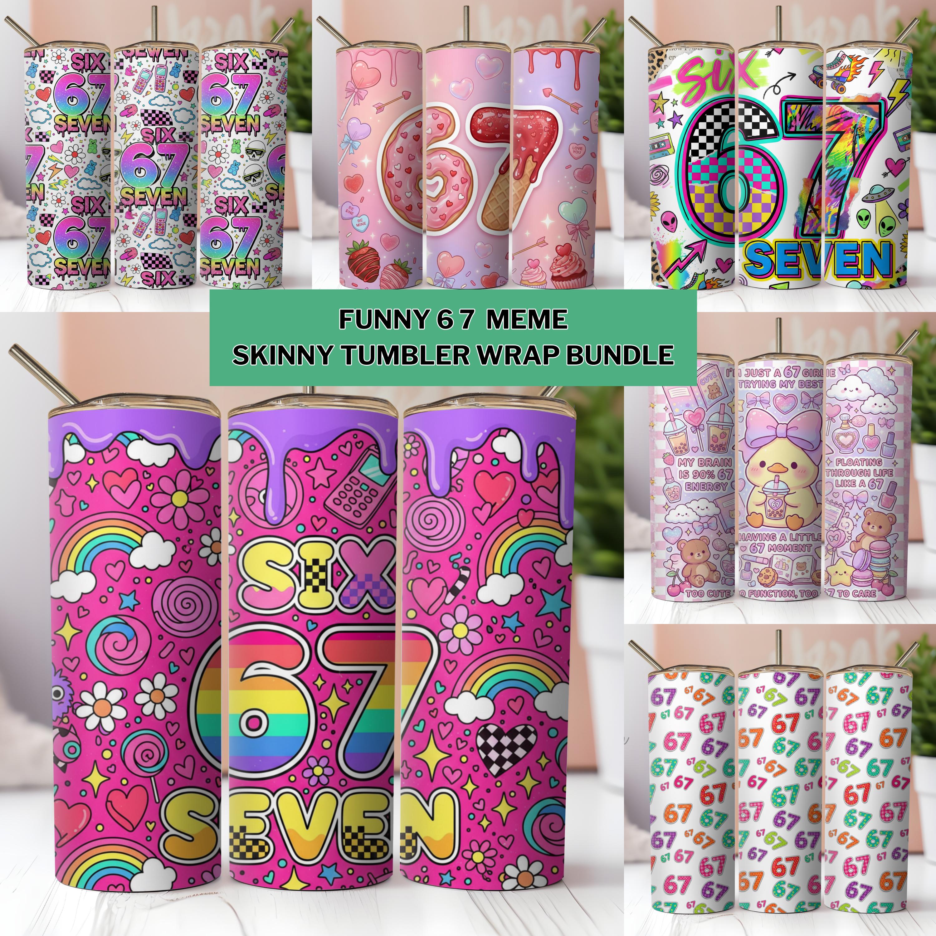 6 7 Six Seven Retro Leopard Print Meme 20oz Skinny Tumble 8 PNG Design ...