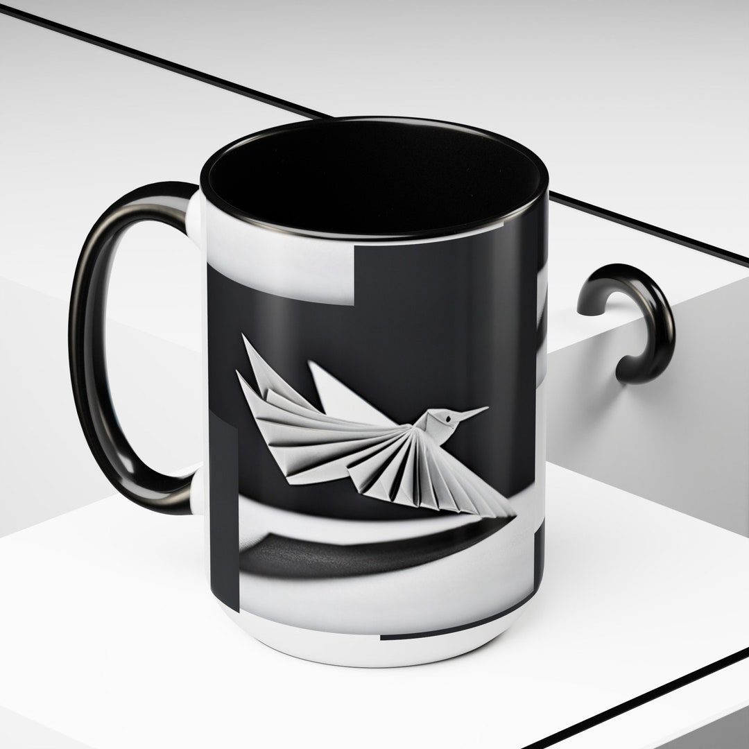 Origami Bird Post Modernism Art Two-tone Coffee Mugs, 15oz - Etsy