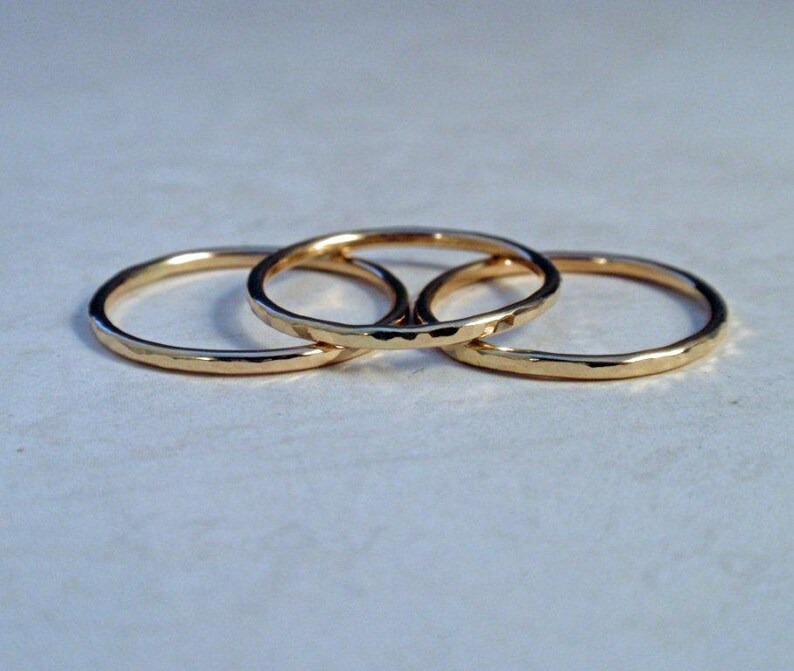 Gold Stacking Ring Set Stunning 14K Gold Hammered Rings - Etsy