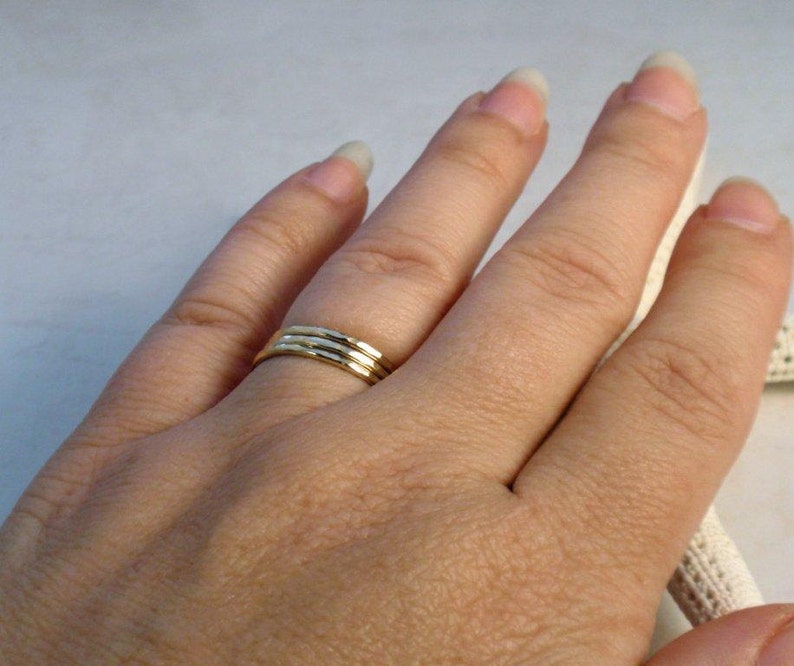 Gold Stacking Ring Set Stunning 14K Gold Hammered Rings - Etsy