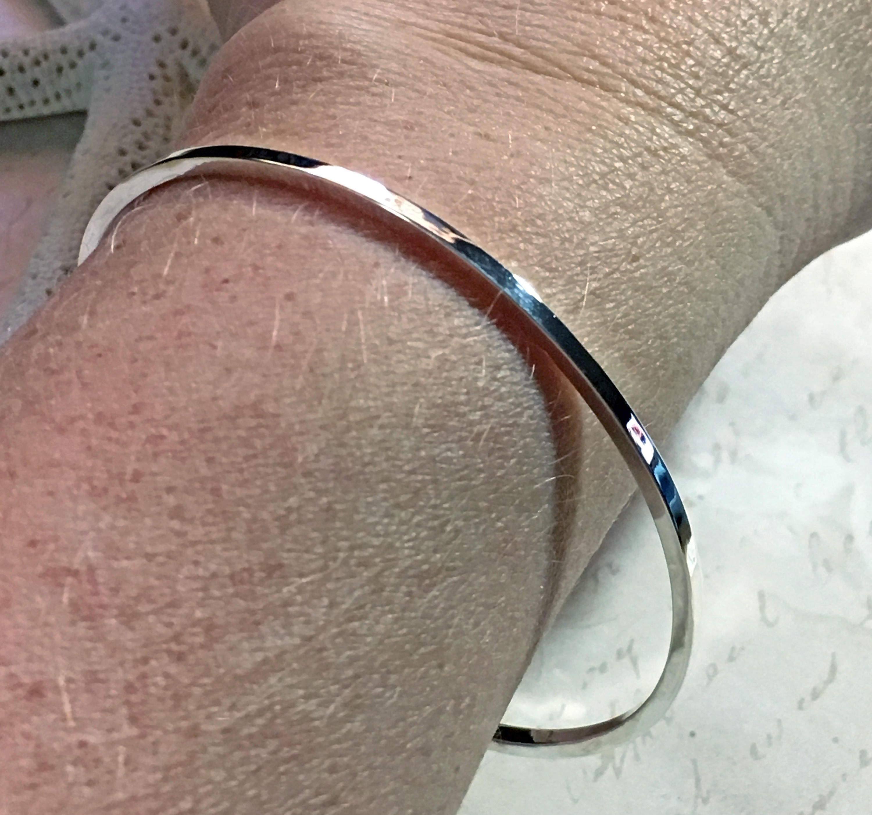 Sterling Silver Square Bangle Stunning Silver Stacking Bangle - Etsy