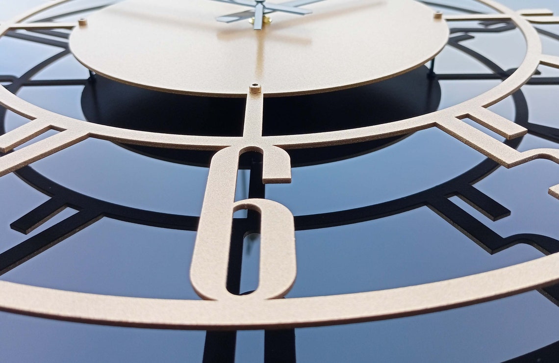 Gold Clock, Metal Wall Clock, Gold Wall Clock, Oversized Wall Clock, Silent Wall Clock, Large ...