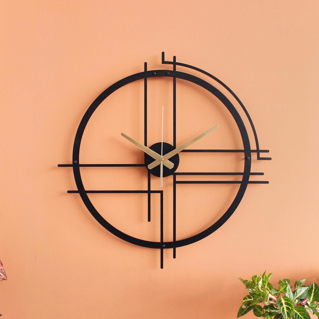 Minimalist Black Metal Wall Clock: Silent Modern Decor(13-35 Inch ...