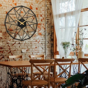 Geometric Wall Clock, Metal Wall Clock, Oversized Wall Clock, Livingroom Wall Clock, Silent Wall ...