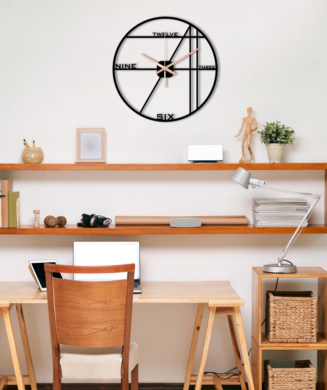 Minimalist Silent Clock, Valentines Day Gift, Small Black Clock ...